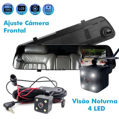 Outpec Câmera De Ré Frontal C Gravação Espelho Retrovisor Lcd KNUP