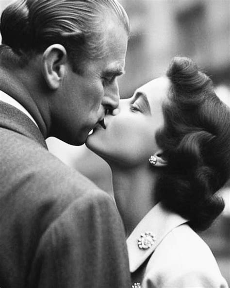 A Man And Woman Kissing Each Other On The Street