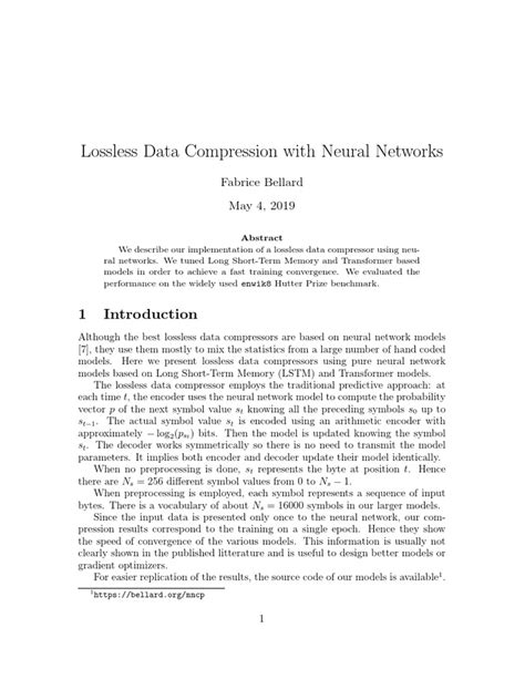 lossless data compression with neural networks fabrice bellard may 4 2019 pdf data