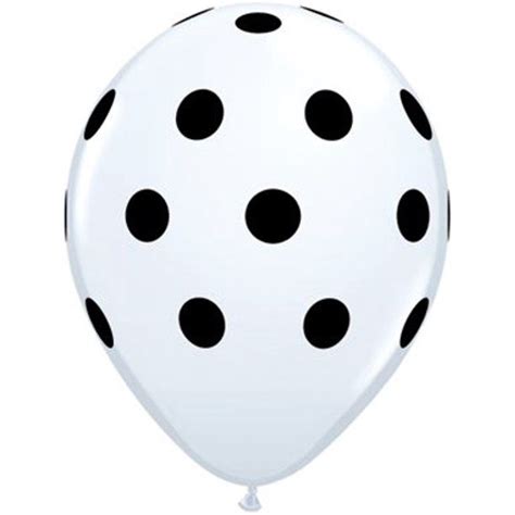 PMU Polka Dot Balloons 11in Premium White With All Over Print Black