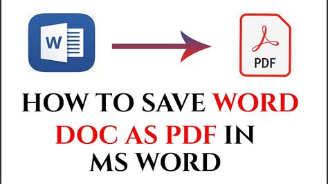 How To Save Word Doc As Pdf Youtube