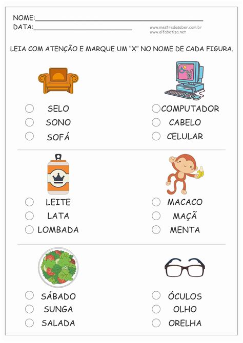Atividades de Alfabetização 2 anos Mestre do Saber
