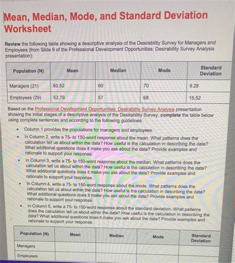 solved mean median mode and standard deviation worksheet