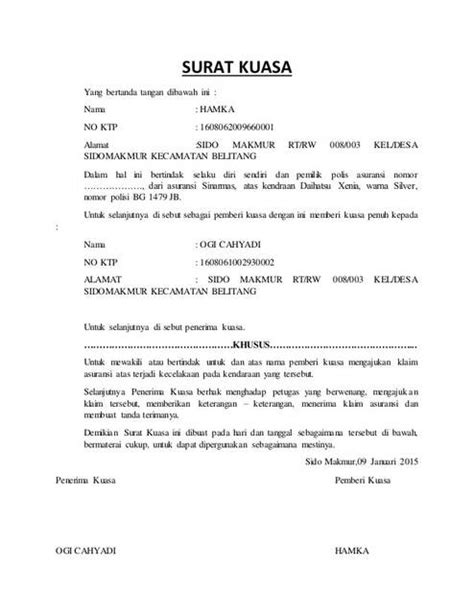 20 Contoh Surat Kuasa Beserta Jenis Dan Cara Membuatnya Semuanya
