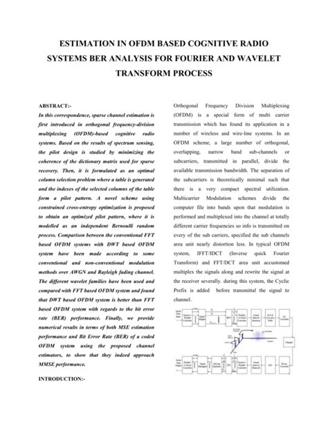 estimation in ofdm based cognitive radio systems ber