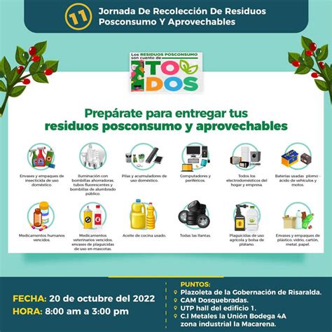 Jornada de recolección de residuos posconsumo el 20 de Octubre