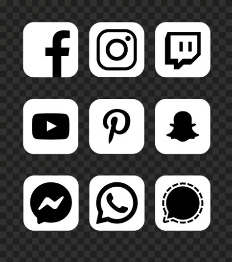 HD Black White Social Media Square Icons PNG Citypng