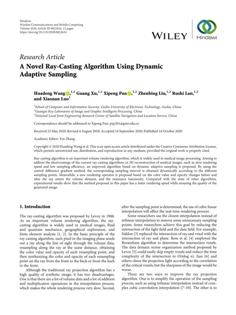 pdf a novel ray casting algorithm using dynamic adaptive sampling