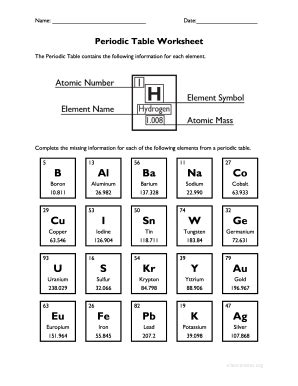 Periodic Table Worksheet Answer Key Pdf Fill And Sign Printable