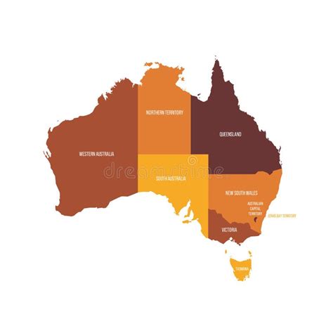 Mapa Político De Divisiones Administrativas De Australia Stock de
