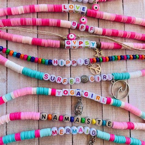 Heishi Bracelet BFF Bracelet Name Bracelet Bestie Bracelets Etsy