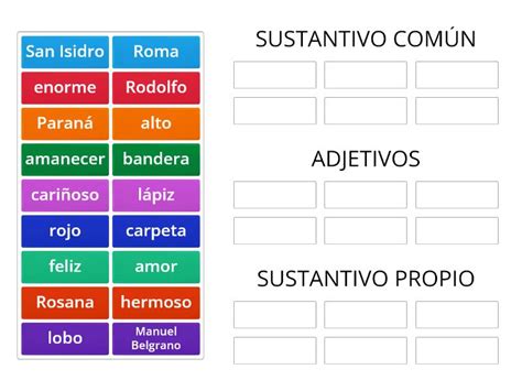 Sustantivos Y Adjetivos Group Sort
