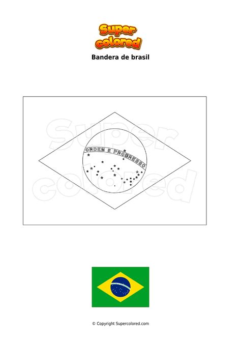 Dibujo Para Colorear Bandera De Brasil Supercolored