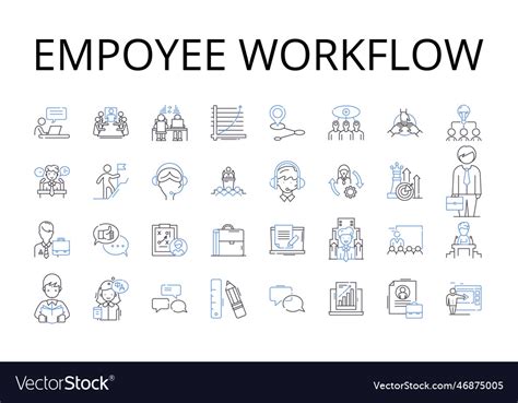 Empoyee Workflow Line Icons Collection Staff Vector Image