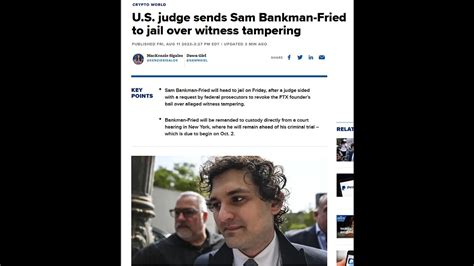 U S Judge Sends Sam Bankman Fried To Jail Over Witness Tampering