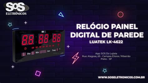 Relógio Painel LED Vermelho Digital De Parede Luatek LK 4622 YouTube