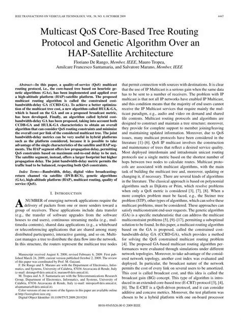 pdf multicast qos core based tree routing protocol and genetic algorithm over an hap satellite