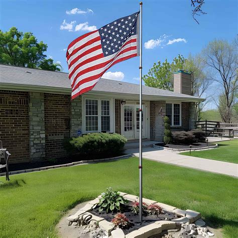 Ft Flag Pole Aluminum Flagpole Kit X American Us Flag Fly