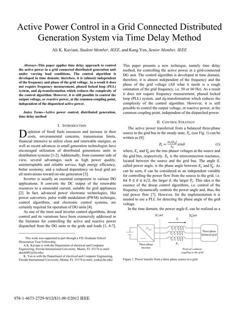 pdf active power control in a grid connected distributed generation system via time delay method