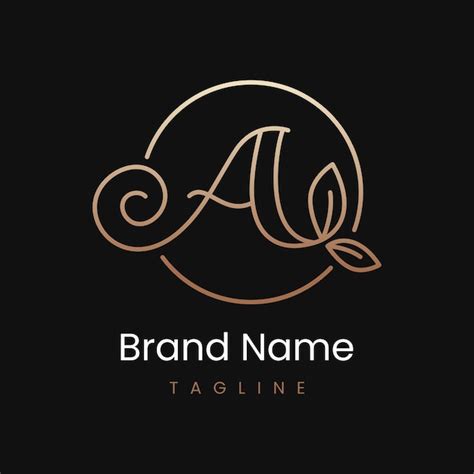 Buchstabe A Blatt Elegantes Luxus Logo Design Im Kreis Premium Vektor
