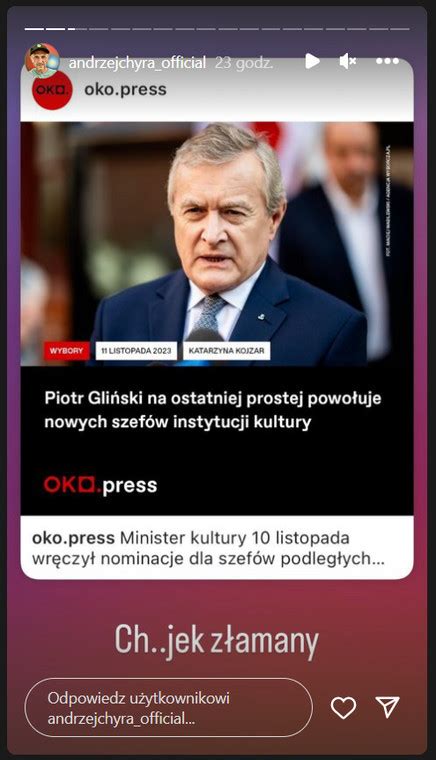 Andrzej Chyra Ostro O Piotrze Gli Skim Nie Przebiera W S Owach
