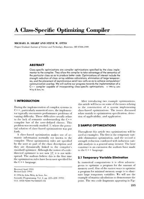 pdf a class specific optimizing compiler
