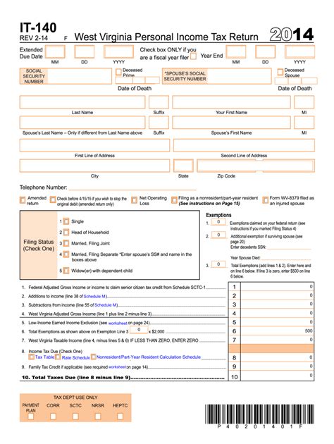 WV DoR IT 140 2014 Fill Out Tax Template Online US Legal Forms