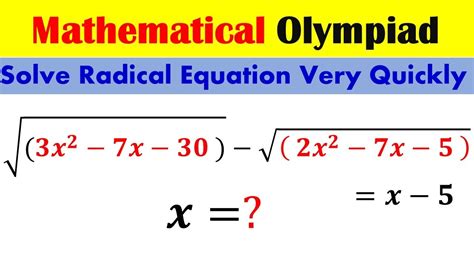 international math olympiad how to solve the radical equation math