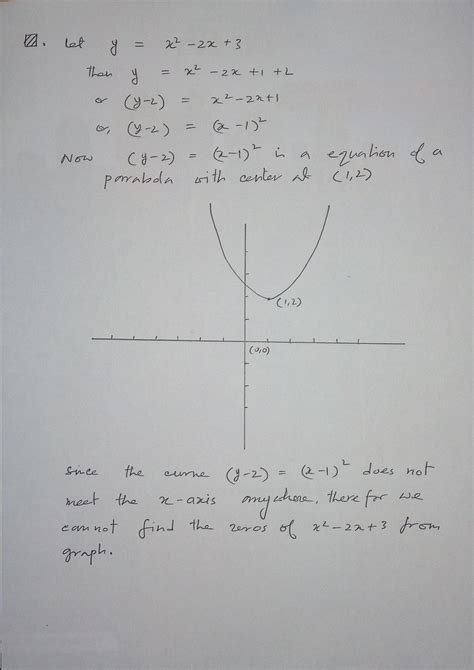 draw the graph of the quadratic polynomial x 2 2 x 3 and read of zeros from graph maths