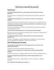 Cuestionario Técnicas de evaluación de personas docx Técnicas de