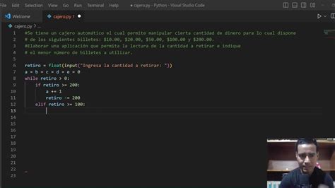 se tiene un cajero automático el cual permite manipular cierta cantidad de dinero python youtube