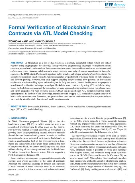 pdf formal verification of blockchain smart contracts via atl model checking