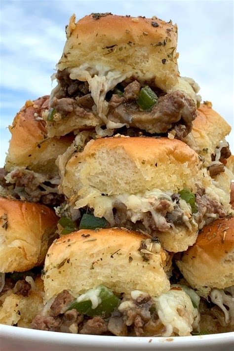 Ground Beef Philly Cheesesteak Sloppy Joe Sliders Stacked Up Philly