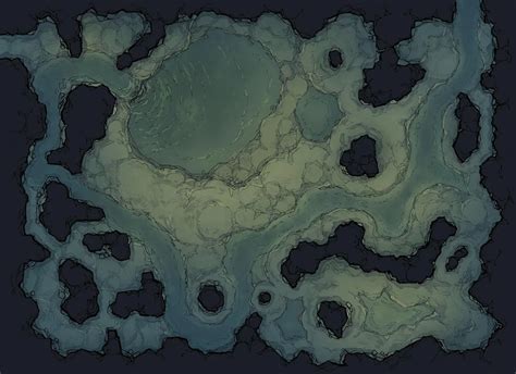 The Pooling Caverns A 44x32 Cave Map With Underground Lake Battlemaps Fantasy City Map