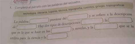 completa el párrafo con las siguientes palabras del recuadro Brainly lat