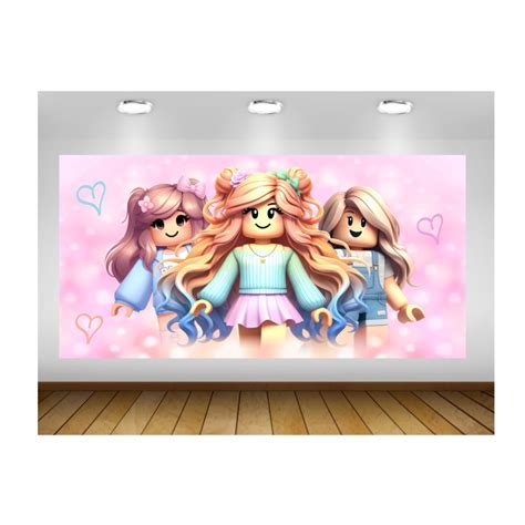 Painel De Festa Roblox Girl Painel De Lona Roblox Girl Painel Game