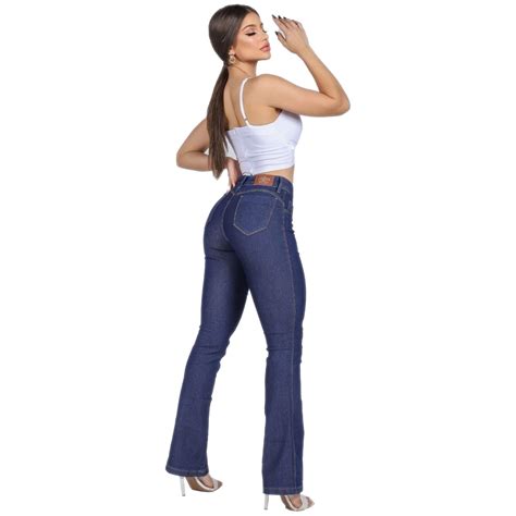 Calça Jeans Feminina Flare Elastano Cintura Alta Mari Boutique
