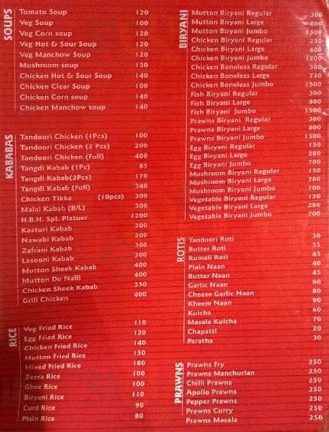 Hyderabad Biryani House Men Ooty Udhagamandalam Main Menu Sluurpy