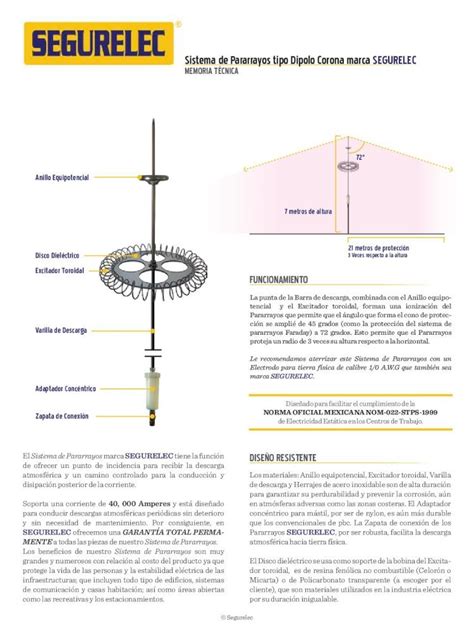 PDF Sistema De Pararrayos Tipo Dipolo Corona Marca Segurelec