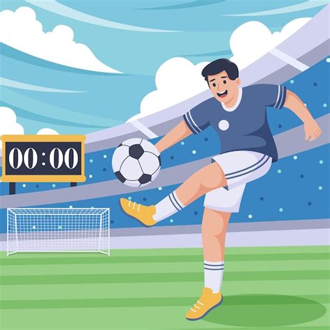 Ilustración de diseño plano de jugador de fútbol Vector Premium