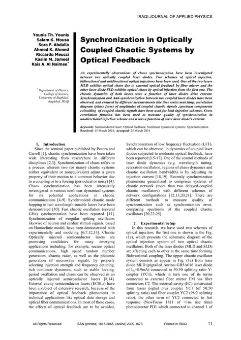 pdf synchronization in optically coupled chaotic systems by optical feedback