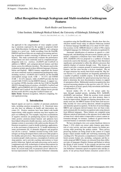 pdf affect recognition through scalogram and multi resolution cochleagram features