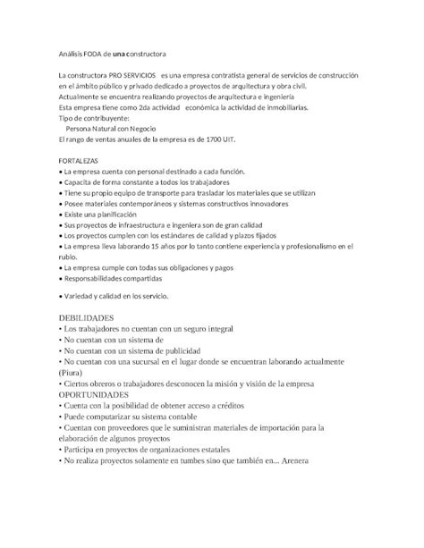 DOCX Análisis foda de una constructora DOKUMEN TIPS