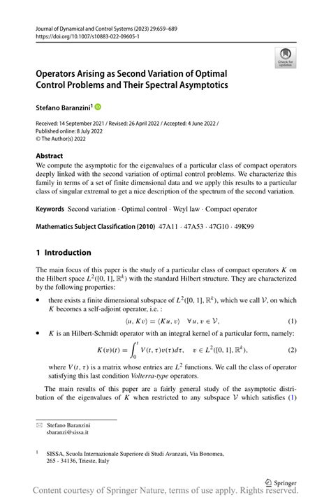 pdf operators arising as second variation of optimal control problems and their spectral