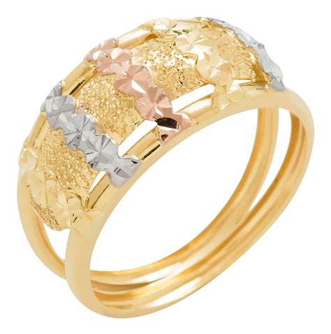Anel De Ouro 18k Feminino Tricolor Boulder Todos Os Aros R 1 218