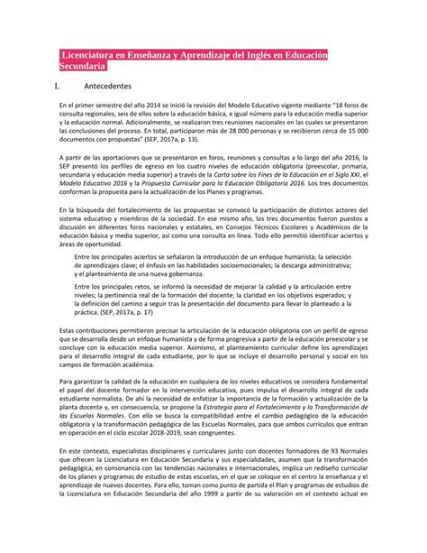 PDF Licenciatura en Enseñanza y Aprendizaje del Inglés en El
