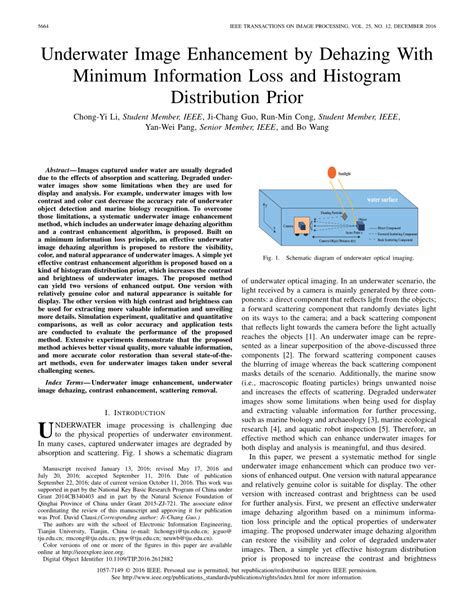 pdf underwater image enhancement by dehazing with minimum information loss and histogram