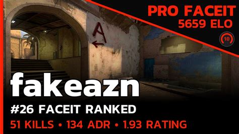Fakeazn 51 KILLS ON FACEIT MIRAGE FACEIT LVL 10 CSGO POV Jun 14