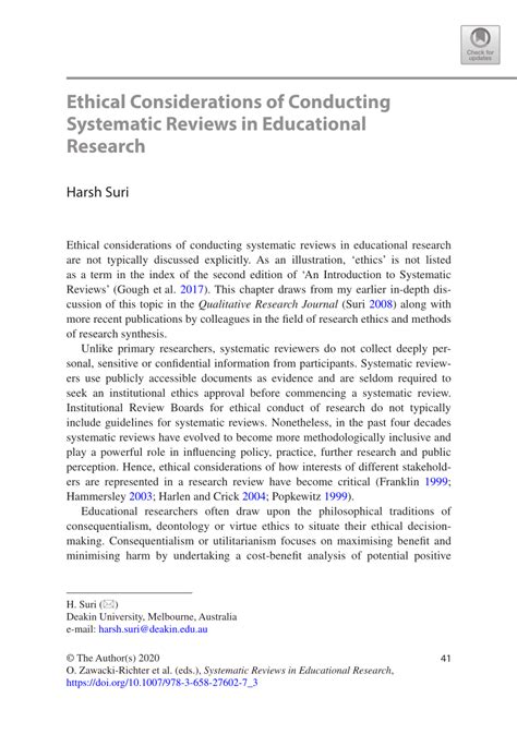 PDF Ethical Considerations Of Conducting Systematic Reviews In
