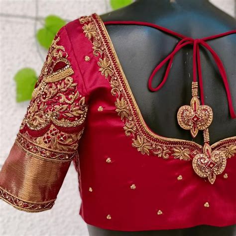 Gorgeous Maroon Color Bridal Blouse With Floral Creeper Hand Embroidery